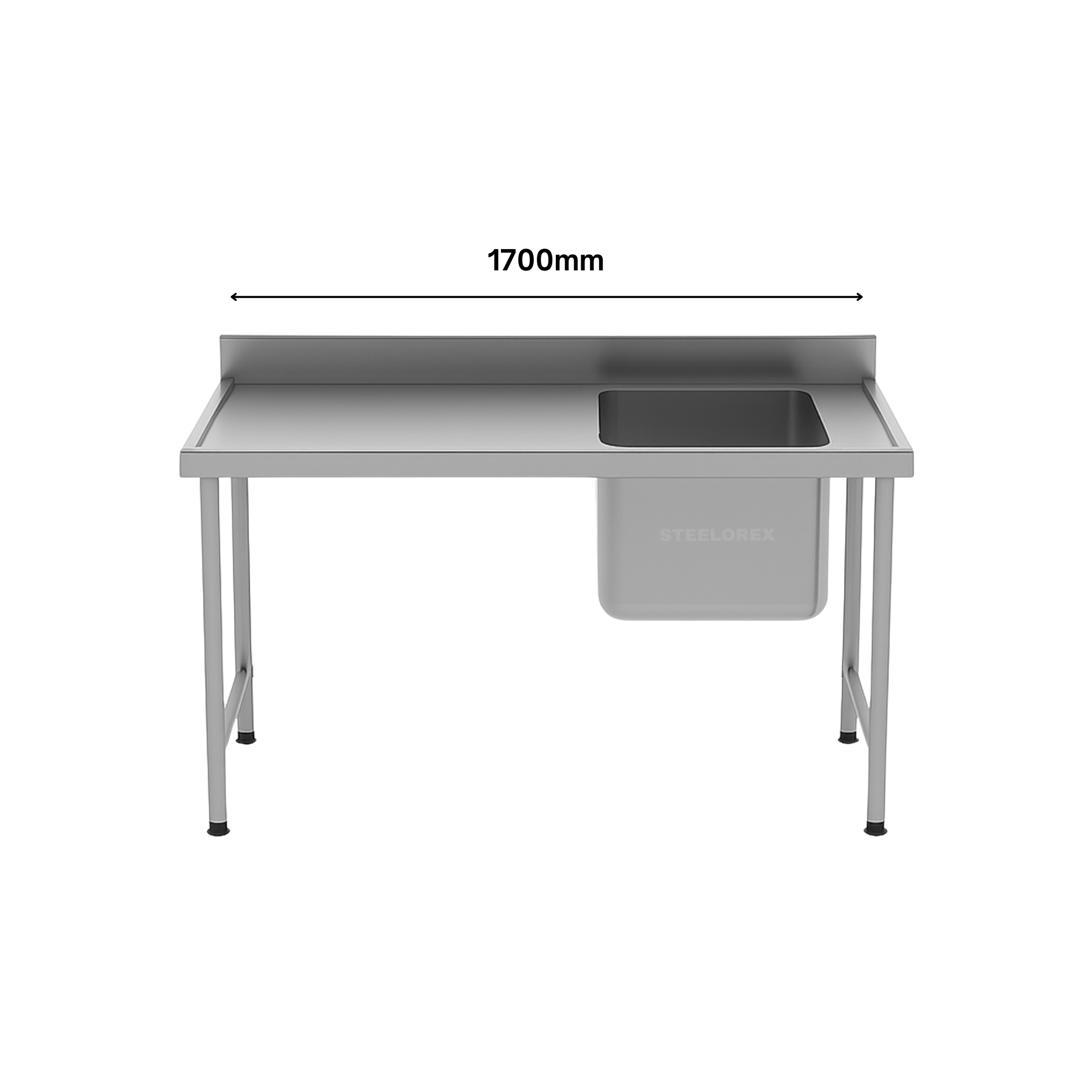 Single Pot Sink - Right (1700mm) | Steelorex