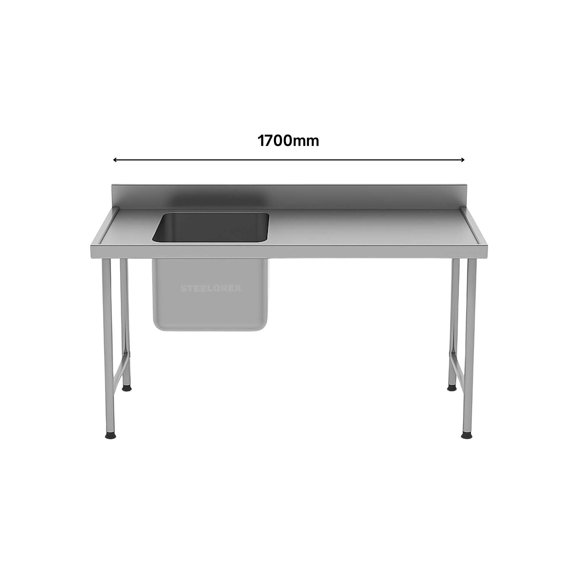 Single Pot Sink - Left (1700mm) | Steelorex